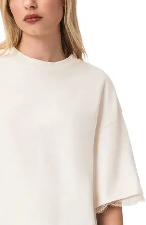 ALLSAINTS Nia Lace Trim T-shirt - Arctic White
