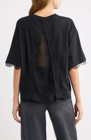 ALLSAINTS Nia Lace Trim T-shirt - Black