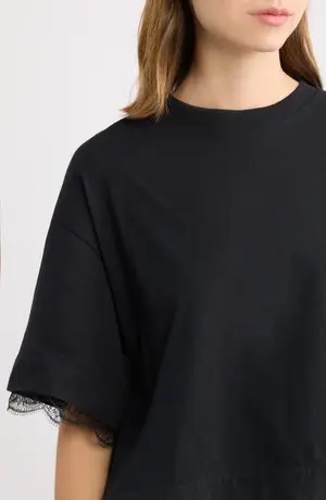 ALLSAINTS Nia Lace Trim T-shirt - Black