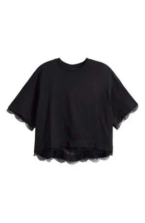 ALLSAINTS Nia Lace Trim T-shirt - Black
