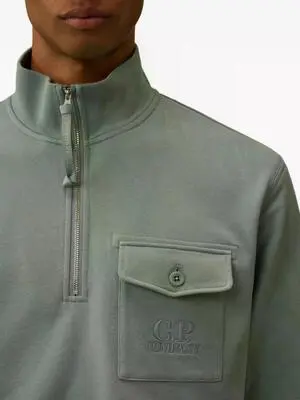C.P. COMPANY Zip-fastening Chest-pocket Sweatshirt - Green