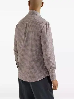 Brunello Cucinelli Flower-print Twill Shirt - Brown