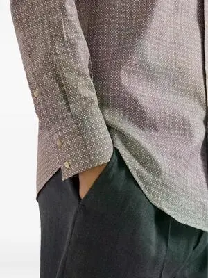 Brunello Cucinelli Flower-print Twill Shirt - Brown