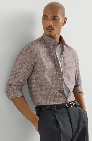 Brunello Cucinelli Printed Twill Shirt - Brown