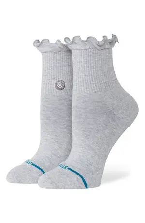Stance Icon Ruffle Quarter Socks - Heather Grey