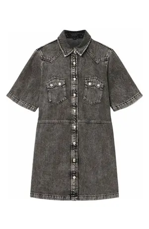 ALLSAINTS Rock Short Sleeve Denim Shirt Dress - Washed Grey