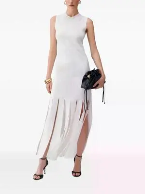 Liu Jo Sleeveless Fringe Hem Knit Dress - White