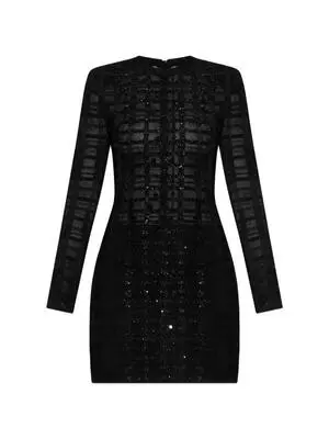 Balmain Beaded Checked Mini Dress