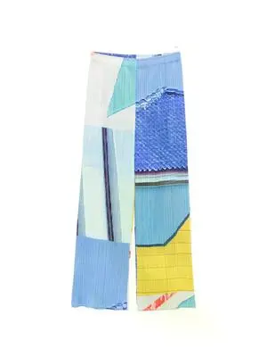 Issey Miyake Pleated Geometric Trousers - Blue