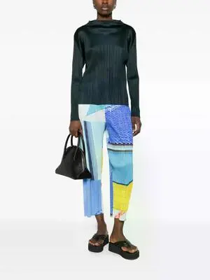 Issey Miyake Pleated Geometric Trousers - Blue