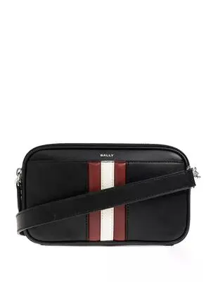 Bally Mythos Striped Leather Shoulder Bag - Black