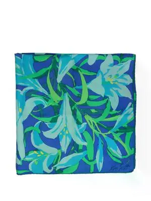 KEN SCOTT Flower-patterned Scarf - Blue