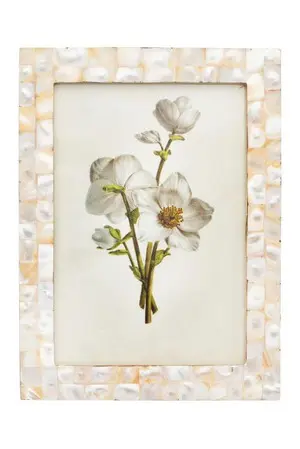 STORIED HOME Mother Of Pearl Photo Frame - Cream