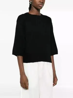 ALLUDE Short-sleeve Sweater - Black