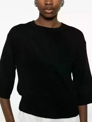 ALLUDE Short-sleeve Sweater - Black