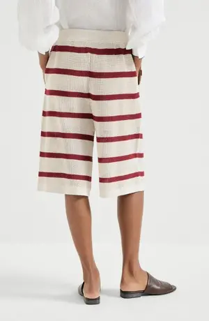 Brunello Cucinelli Cotton Net Knit Bermuda Shorts - Bordeaux