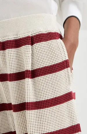 Brunello Cucinelli Cotton Net Knit Bermuda Shorts - Bordeaux