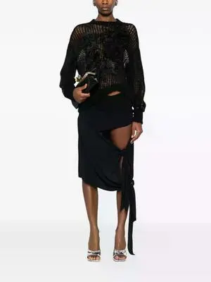Attico Feather-appliqué Open-knit Sweater