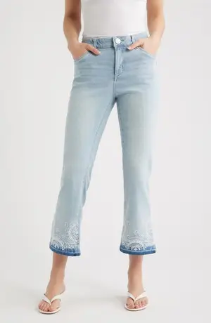 Wit & Wisdom High Waist Ankle Bootcut Jeans - Powder Blue Artisanal