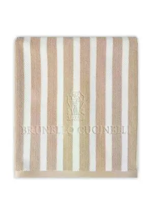 Brunello Cucinelli Striped Embroidered Beach Towel - Neutrals