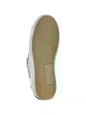 CRIME LONDON Distressed Animal-print Glitter Sneakers - White
