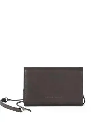 Brunello Cucinelli Calfskin Wallet With Detachable Precious Strap - Brown