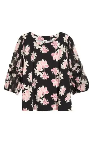 Anne Klein Floral Ruffle Top