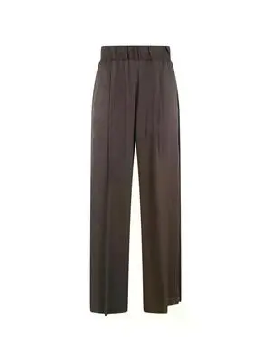 SEMICOUTURE Elasticated Wide Leg Trousers - Brown
