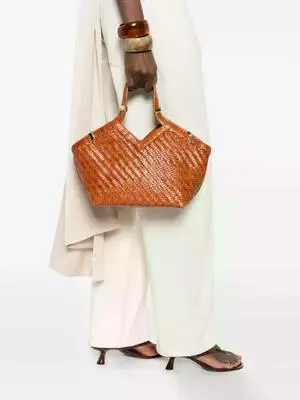 Benedetta Bruzziches Woven Leather Tote - Brown