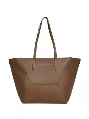 Brunello Cucinelli Logo-print Leather Tote Bag - Brown