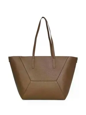 Brunello Cucinelli Logo-print Leather Tote Bag - Brown