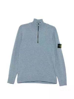 Stone Island Zip Mock-neck Sweater - Blue