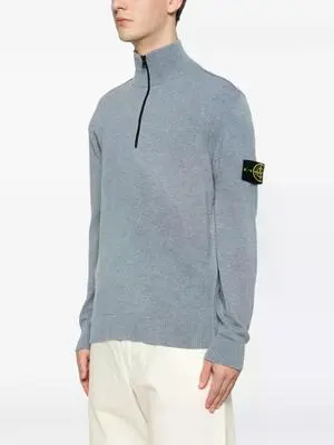 Stone Island Zip Mock-neck Sweater - Blue