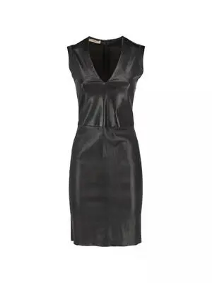 Prada V-neck Leather Dress