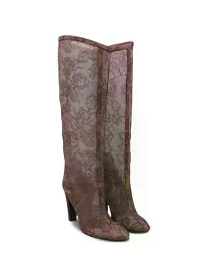 Valentino Garavani Floral-lace Knee-high Boots