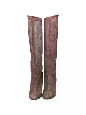 Valentino Garavani Floral-lace Knee-high Boots