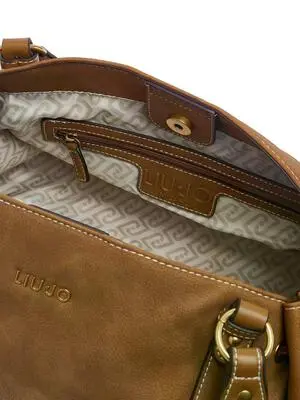 Liu Jo Large Shoulder Bag With Logo Charm - Brown