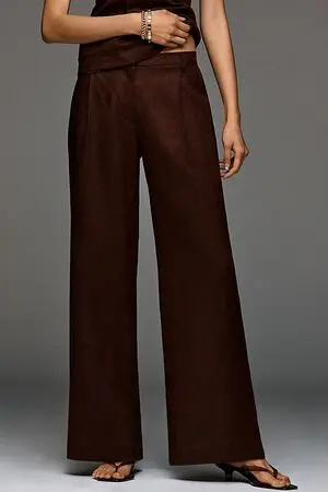 Bardot Geordy Hipster Linen Pants - Chocolate