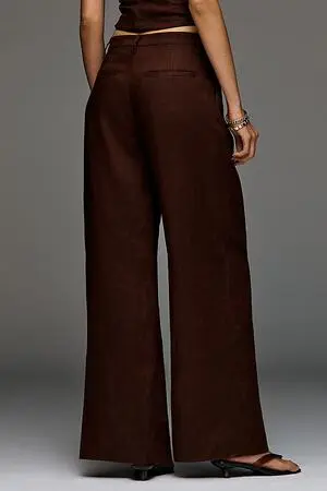 Bardot Geordy Hipster Linen Pants - Chocolate