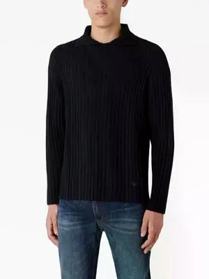 Emporio Armani Split-neck Ribbed-knit Jumper