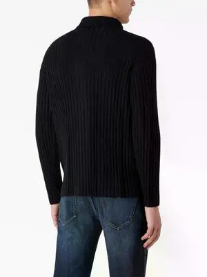 Emporio Armani Split-neck Ribbed-knit Jumper
