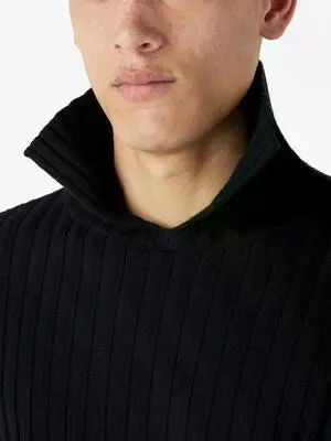 Emporio Armani Split-neck Ribbed-knit Jumper