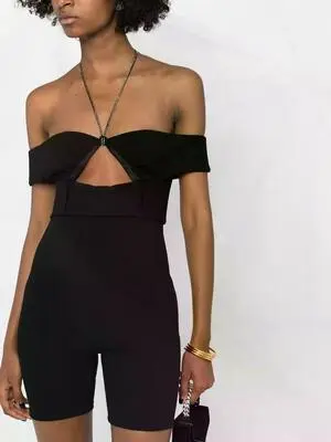 Saint Laurent Halterneck Cold-shoulder Playsuit