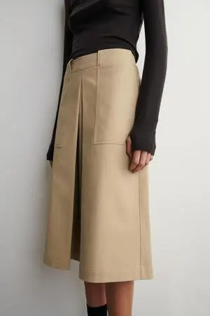 Cos Deconstructed Pleated Cotton Midi Skirt