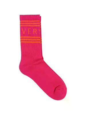 Versace Striped Logo Socks - Pink