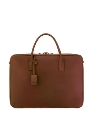 Saint Laurent Medium Leather Briefcase - Brown