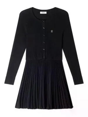 Sandro Pleated Knitted Mini Dress