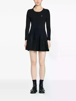 Sandro Pleated Knitted Mini Dress