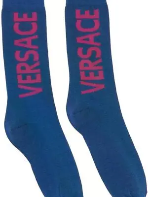 Versace Vertical Logo Crew Socks