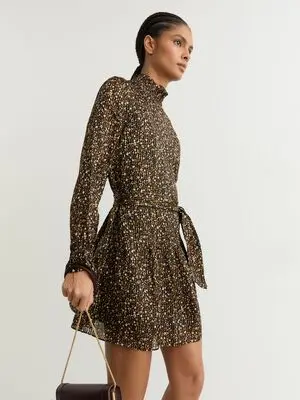 REISS Darci Floral Metallic Mini Dress
